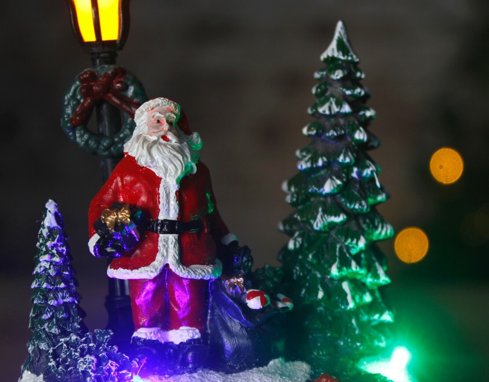 Christmas Village Scene Ornaments Musical LED Moving Xmas Decoration ...