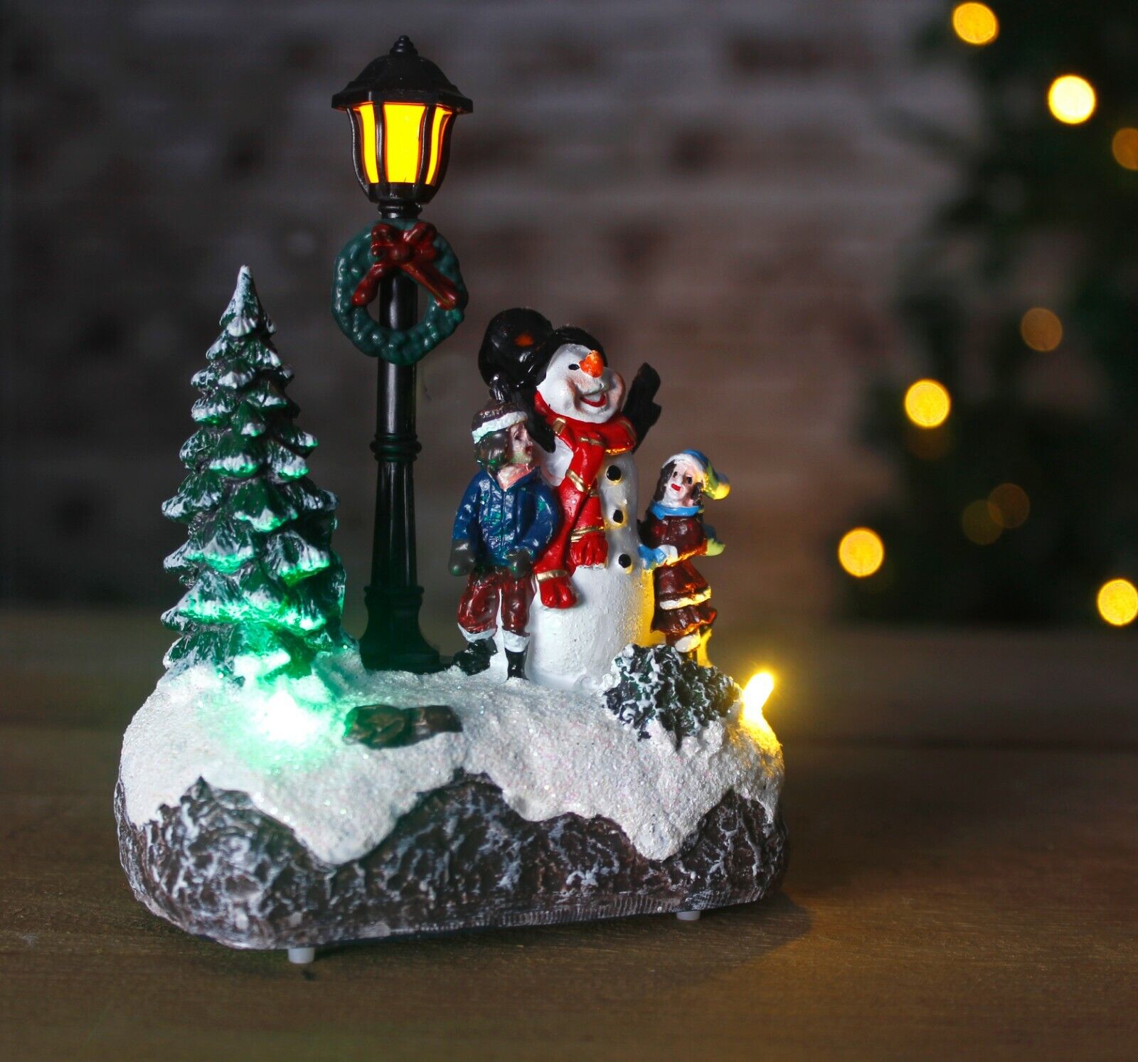 Christmas Village Scene Ornaments Musical LED Moving Xmas Decoration ...