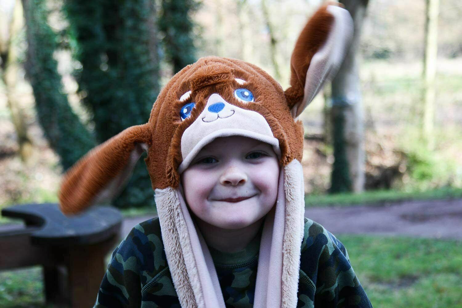 Kid's Winter Novelty Hat Flapping Ears Fleece Lined Animal Scarf Fur ...