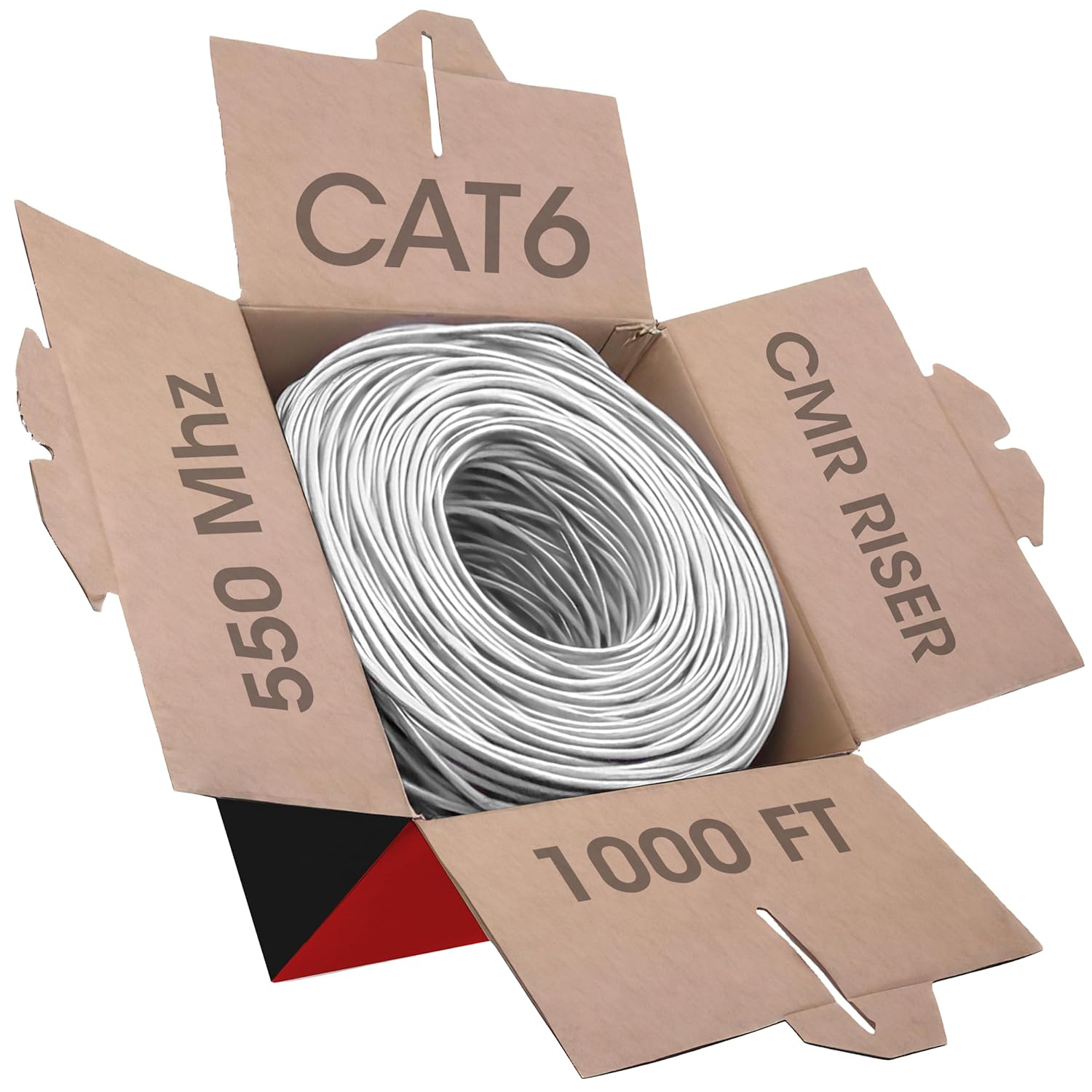 Cat6 Cable 1000ft 23AWG Solid 4 Pair Bulk Cat 6 Ethernet Cable (UTP CMR ...
