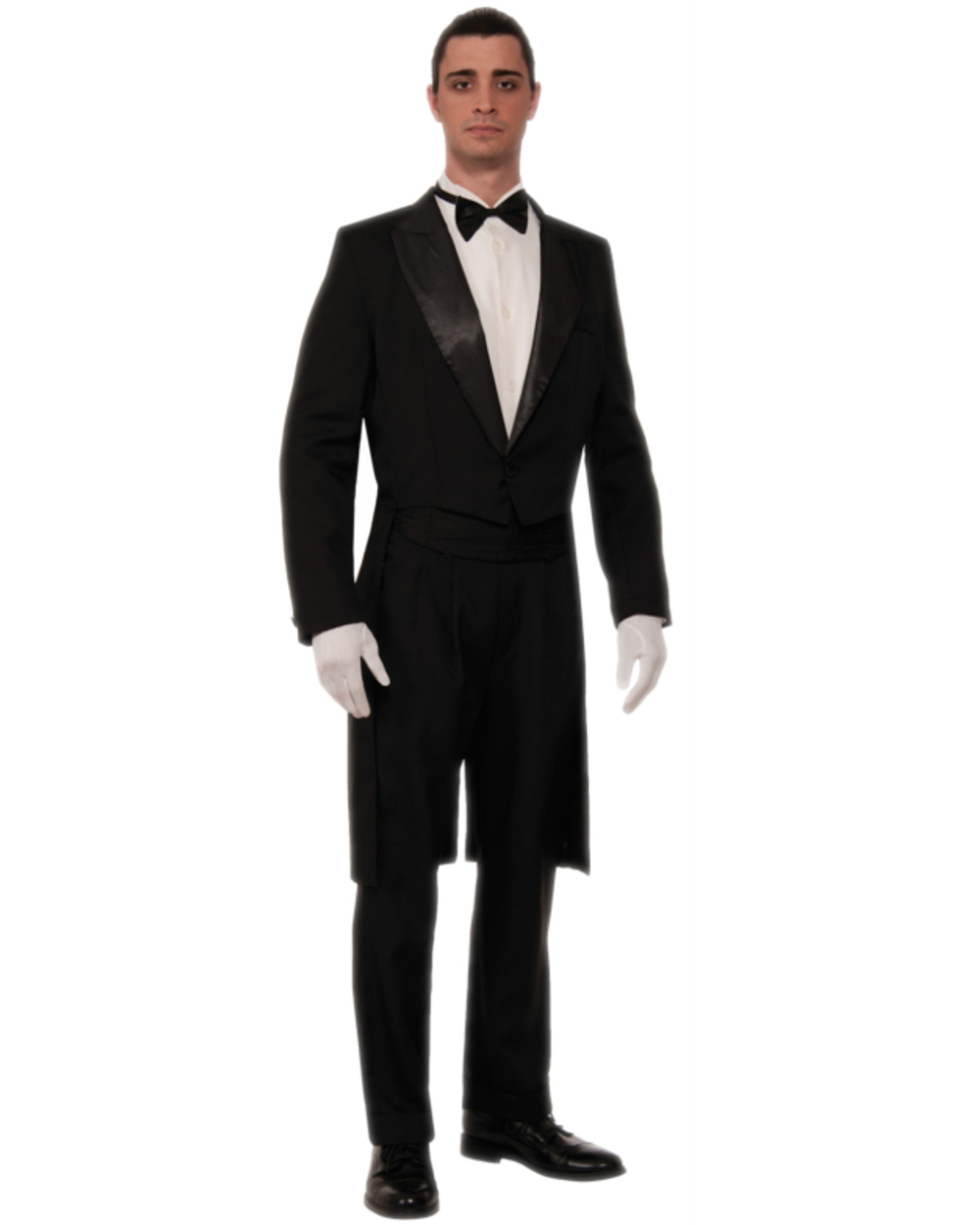 Mens Black White Formal Butler Gentleman Tuxedo Black Tie Tailcoat ...