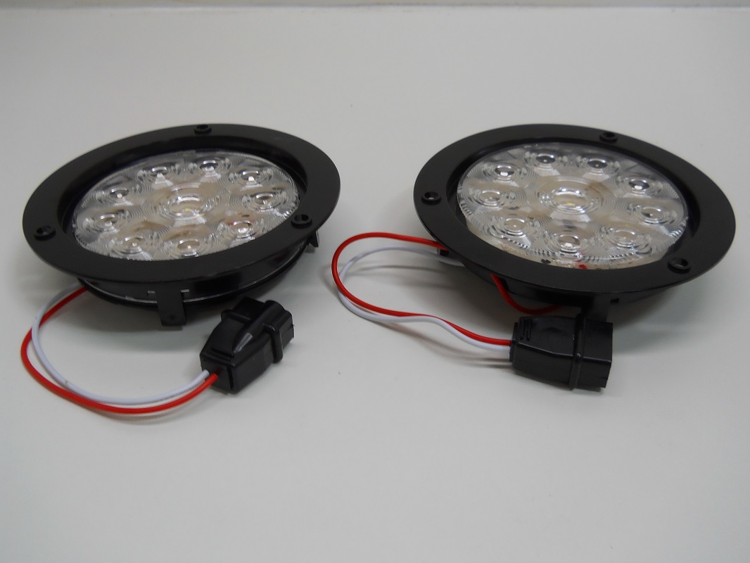4" Round White 10 LED Reverse Back Up Lights / 5.5" Black Plastic ...