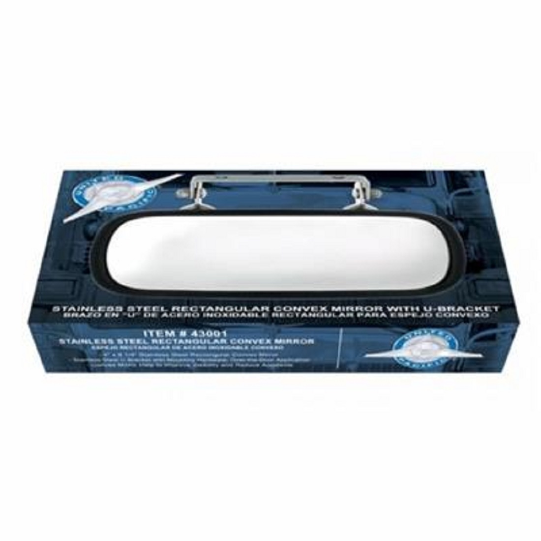 Stainless Steel Rectangular Convex Truck Mirror With U-Bracket - 4" X 8 ...