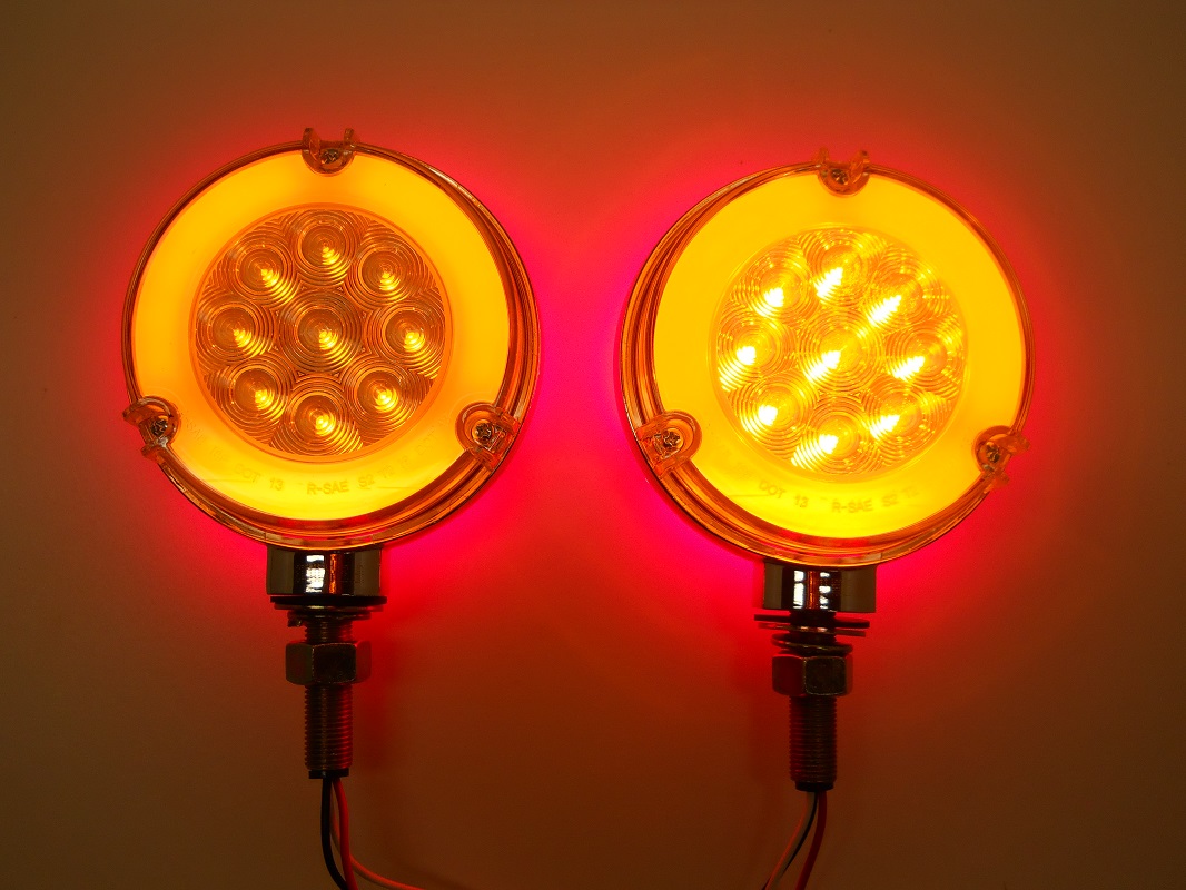 (2) 54 LED Clear Red Amber Halo Glow Marker Turn Signal Semi Truck ...