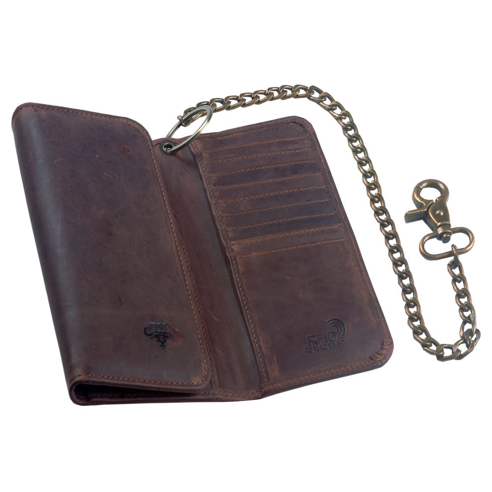 IBRO Motorcycle Chain Wallet for Men – 100% Natural Genuine Leather ...