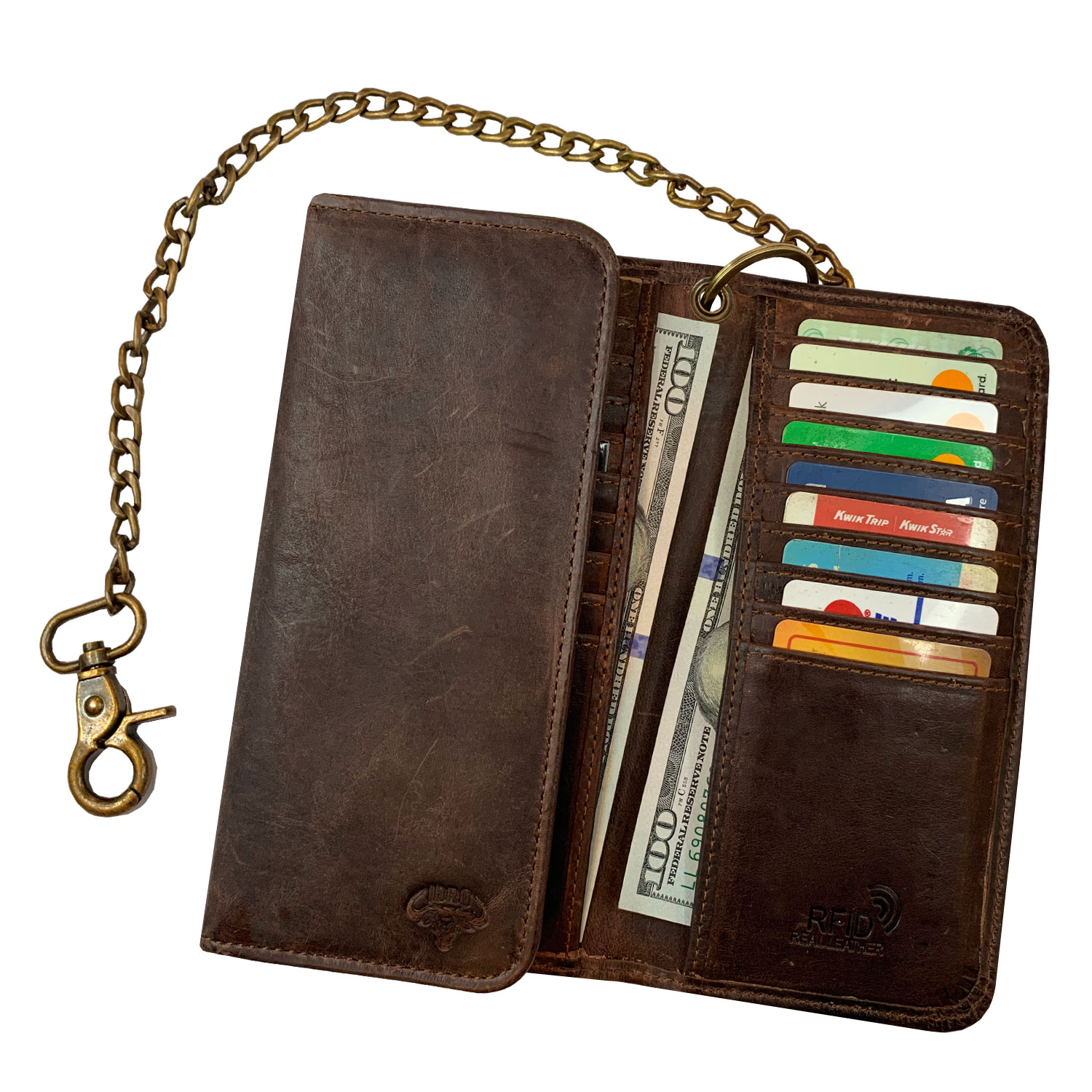 IBRO Motorcycle Chain Wallet for Men – 100% Natural Genuine Leather ...