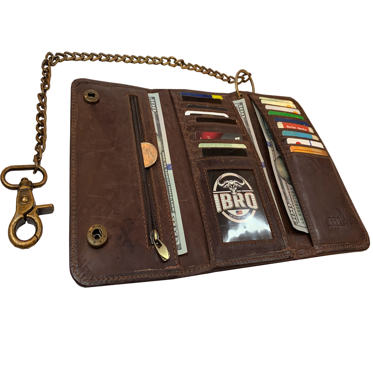 IBRO Motorcycle Chain Wallet for Men – 100% Natural Genuine Leather ...