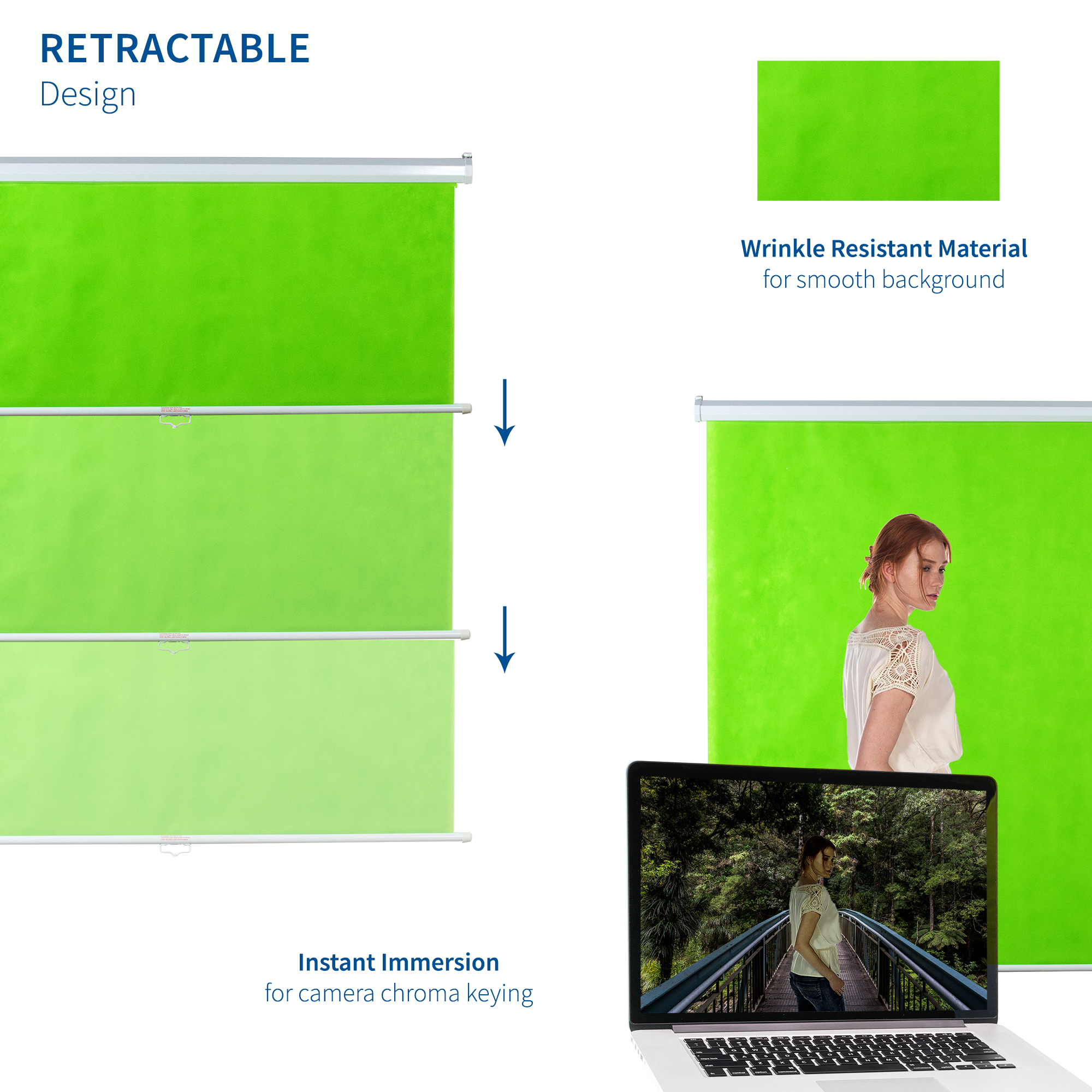 VIVO Pull Down 100” Green Screen, Mountable Chroma Key Panel Backdrop ...