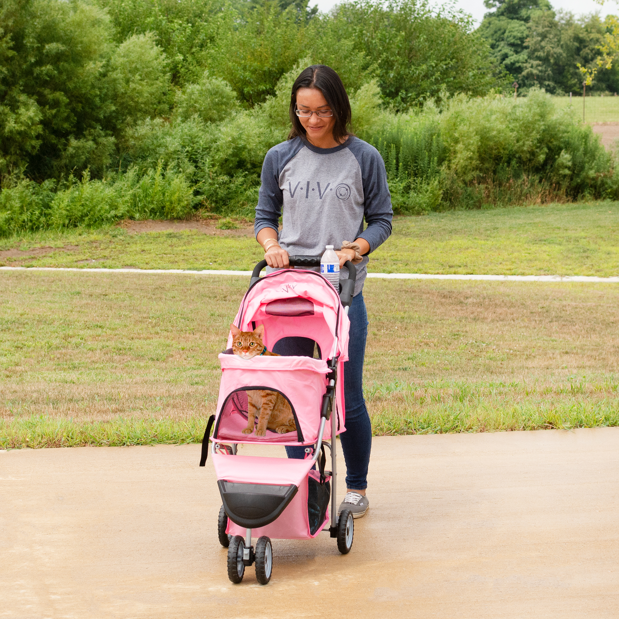 VIVO Black 3 Wheel Pet Stroller / Cat & Dog Foldable Carrier Strolling ...