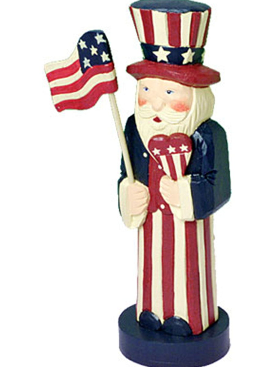 10" Wooden Uncle Sam Statue Prop Patriotic Decoration