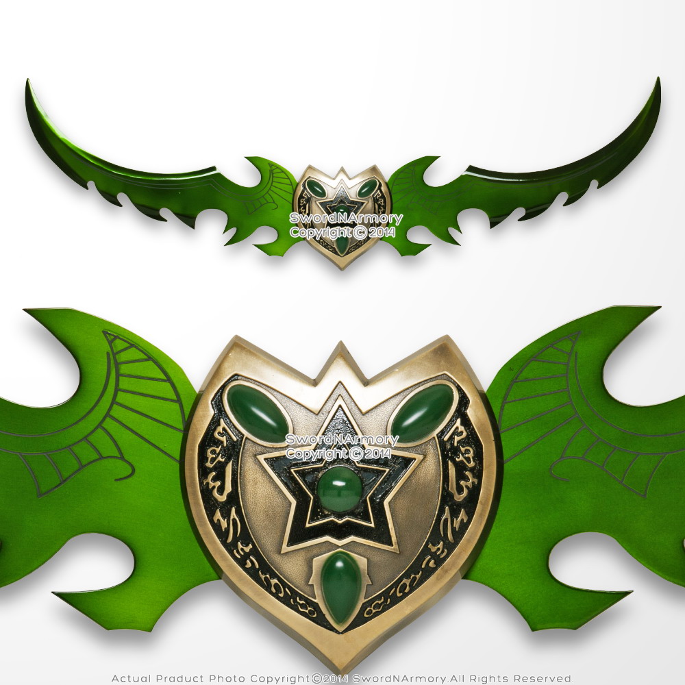 49" Fantasy Anime Sword Green Blade Shield Cosplay Video Game Weapon ...