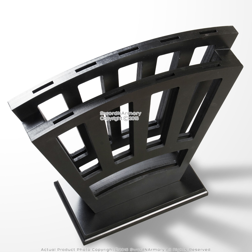 Medieval 9 Sword Vertical Display Stand Black Wooden Case Set | eBay
