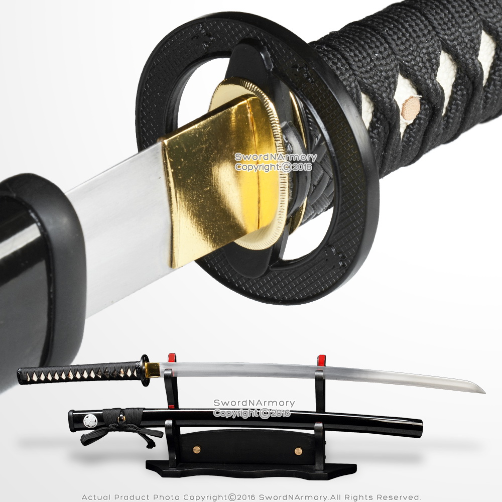 Handmade Black 1045 Steel Through Hardened Katana Samurai Cutting Sword ...