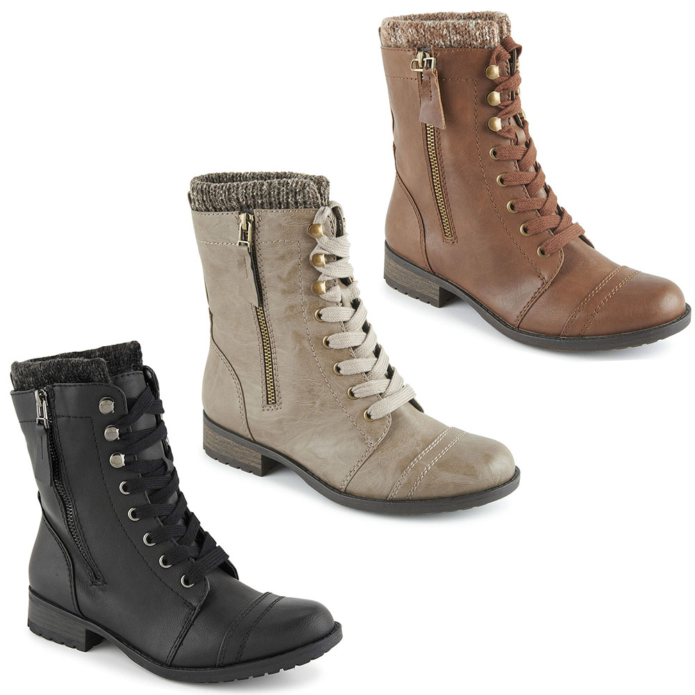 Limelight Womens Taya Winter Combat Boot Shoes - Tanga