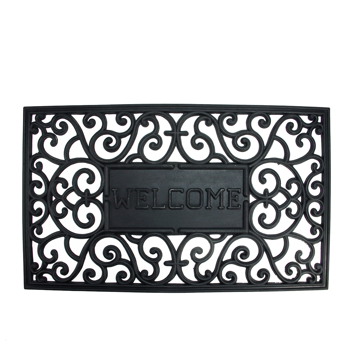 Northlight Black Scroll "Welcome" Door Mat 18" x 30"