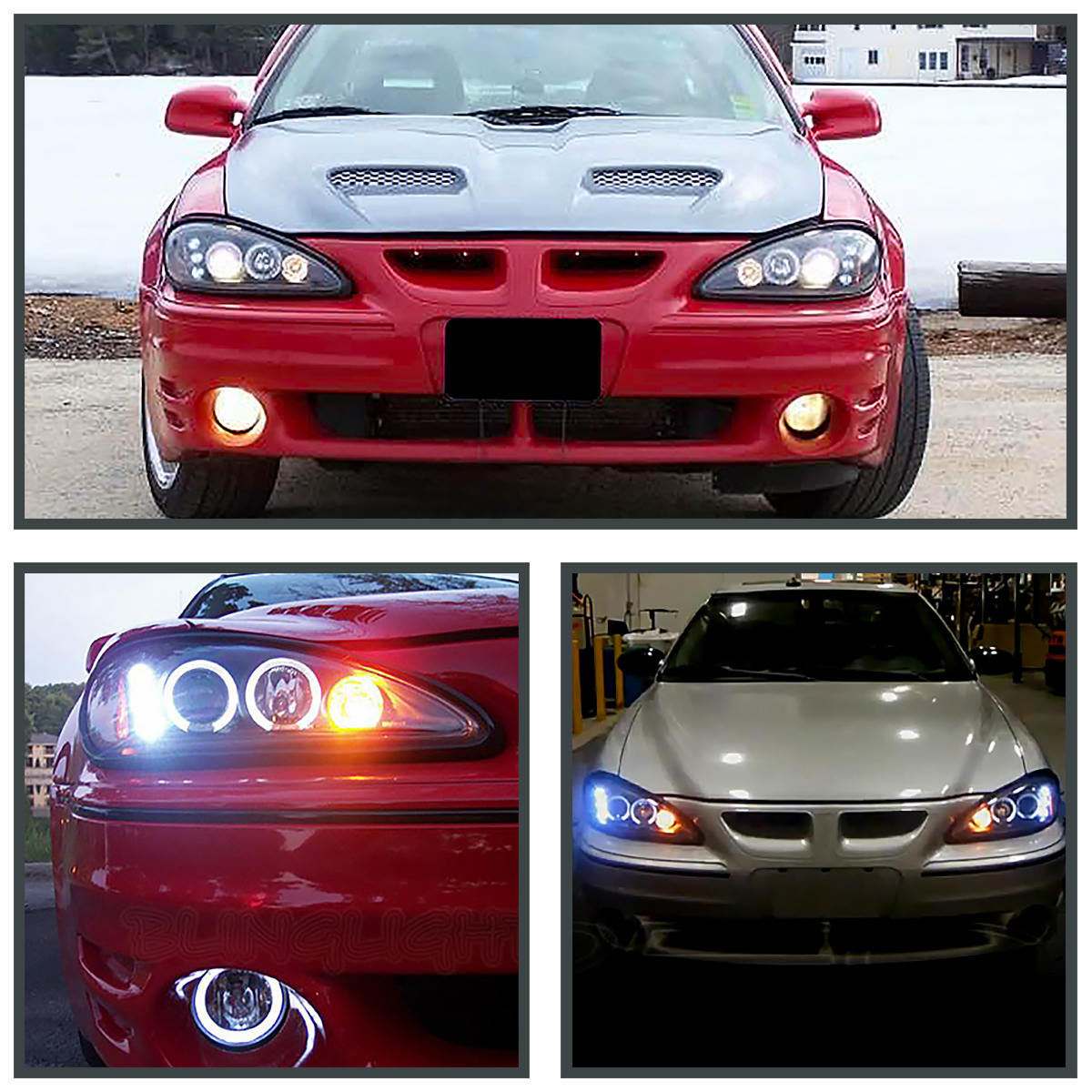 Fits 1999-2005 Pontiac Grand Am LED Halo Projector Headlights Black ...