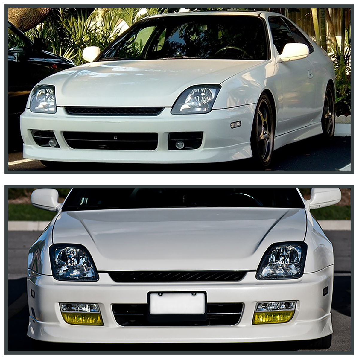 For 1997-2001 Honda Prelude Black Bezel Headlights Lamps Replacement ...