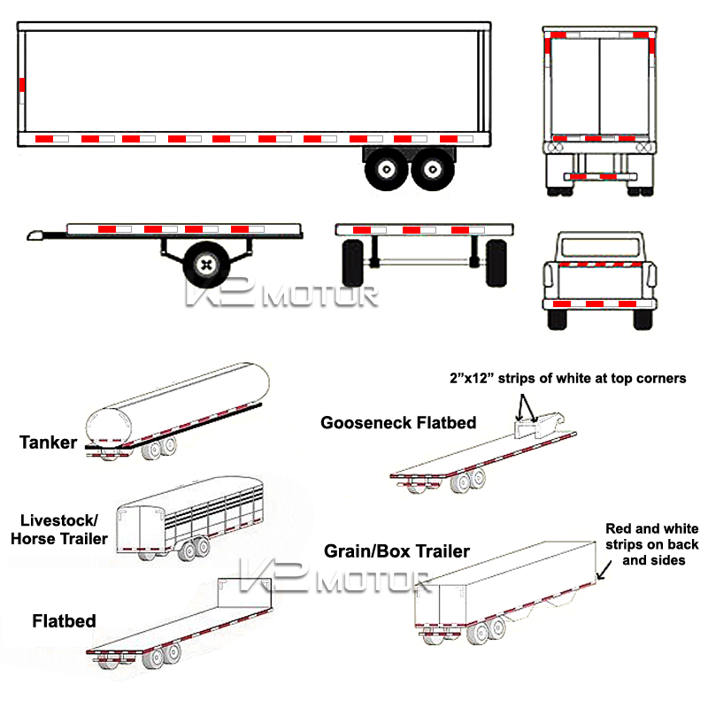 2 x164 Red White Approved DOT C2 Reflective Conspicuity Trailer Tape