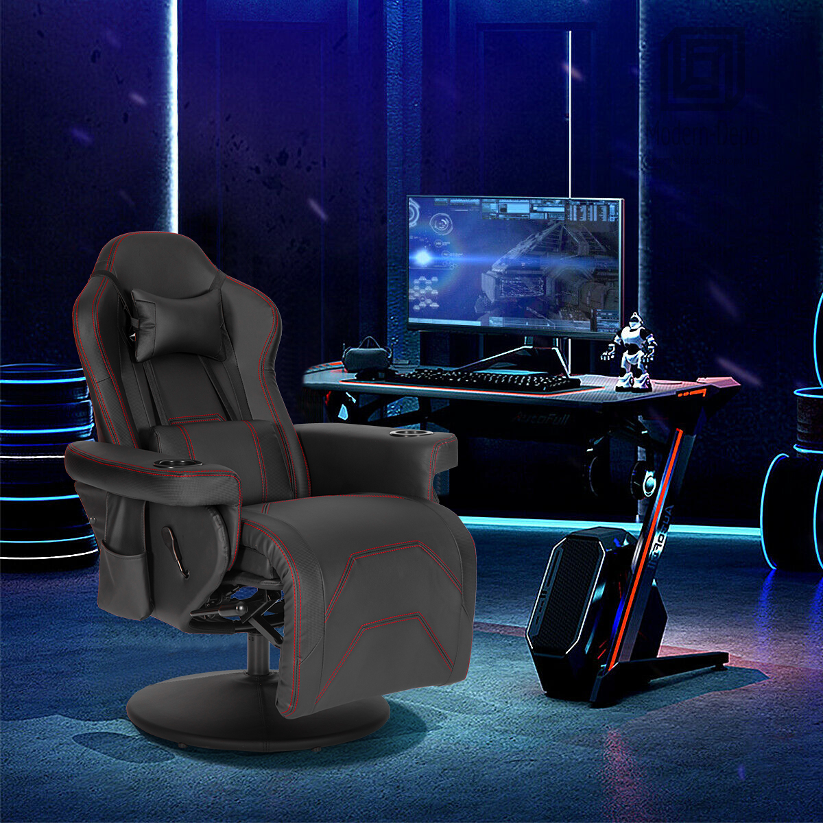 Video Gaming Recliner Chair Swivel Office Computer Racing Chair with ...