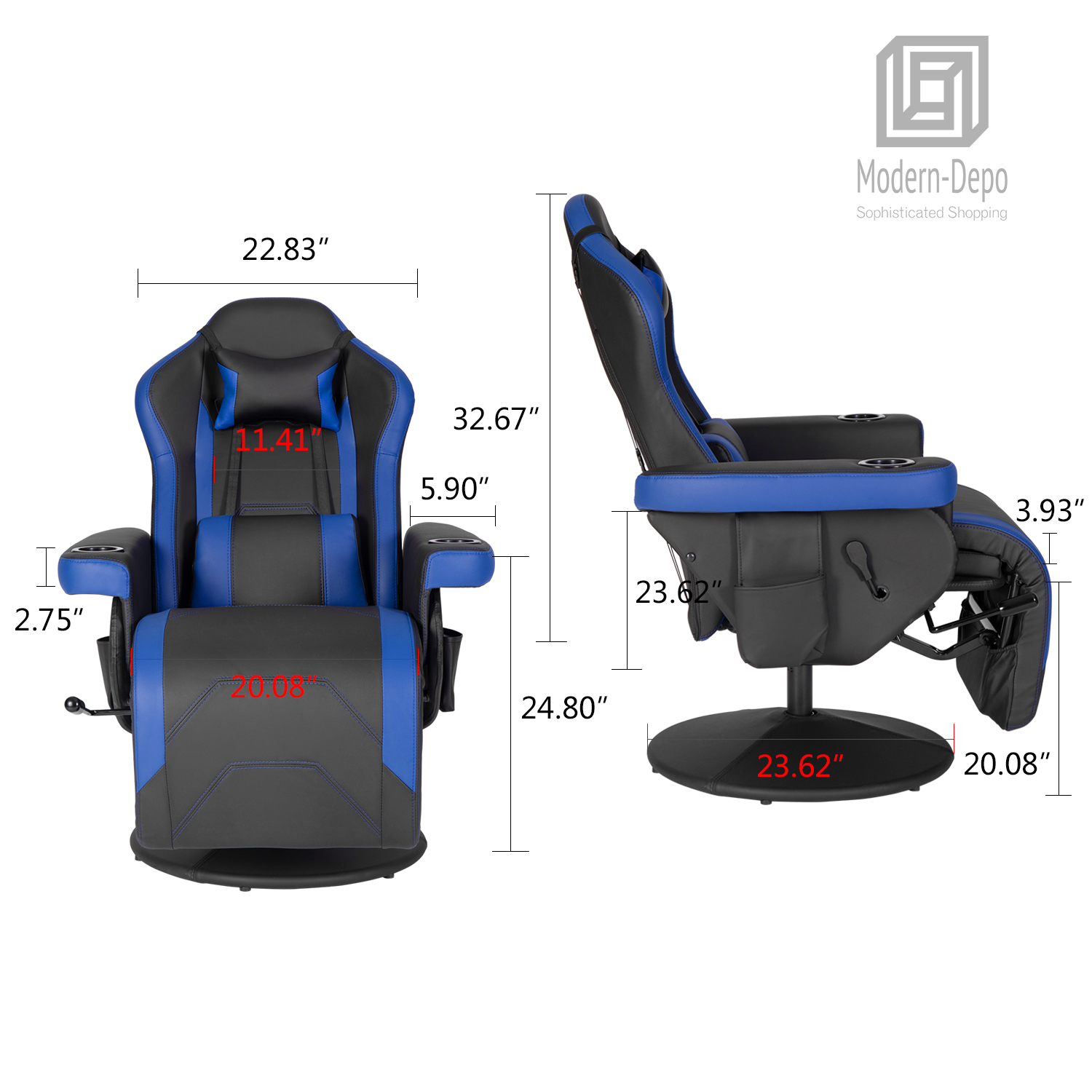 Ergonomic Video Computer Office Gaming Chair Adjustable Footrest ...