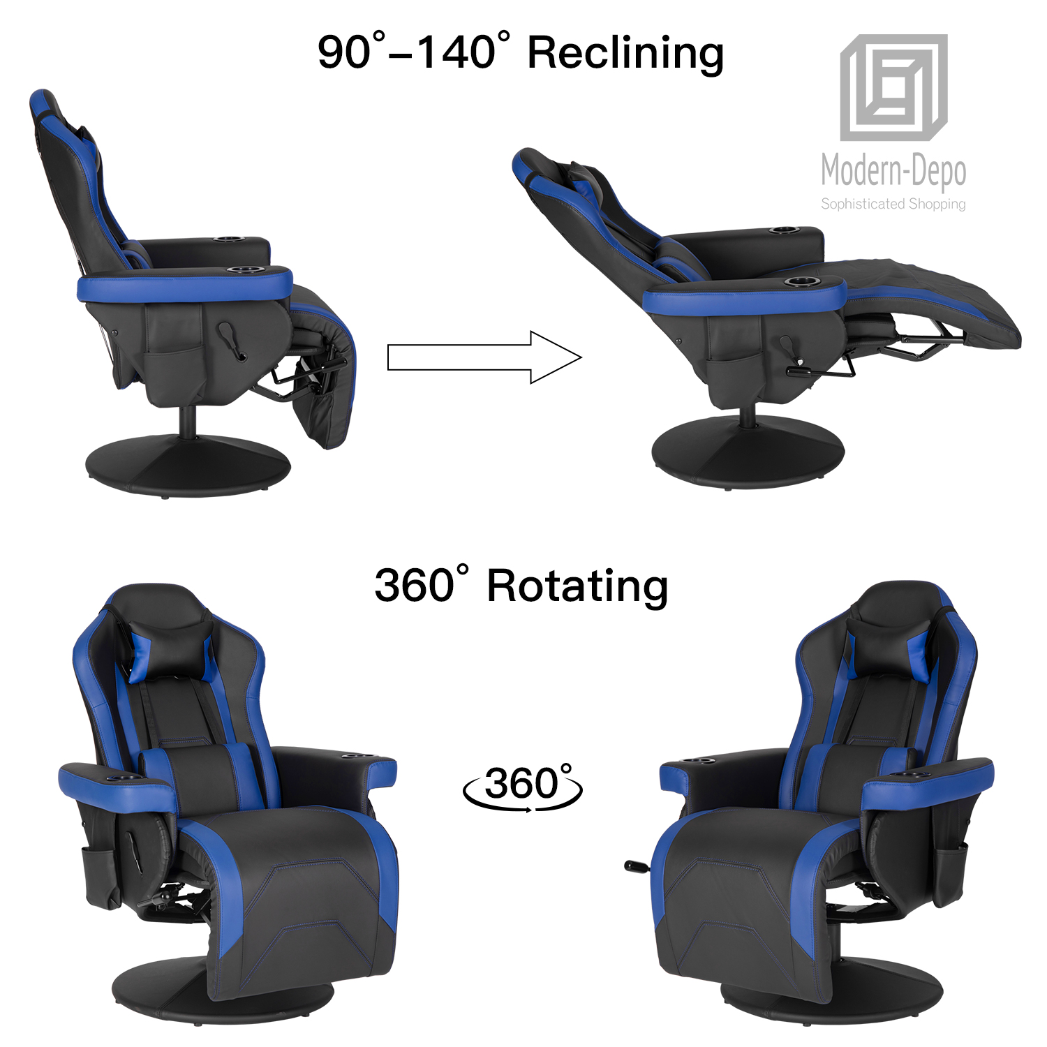Ergonomic Video Computer Office Gaming Chair Adjustable Footrest ...