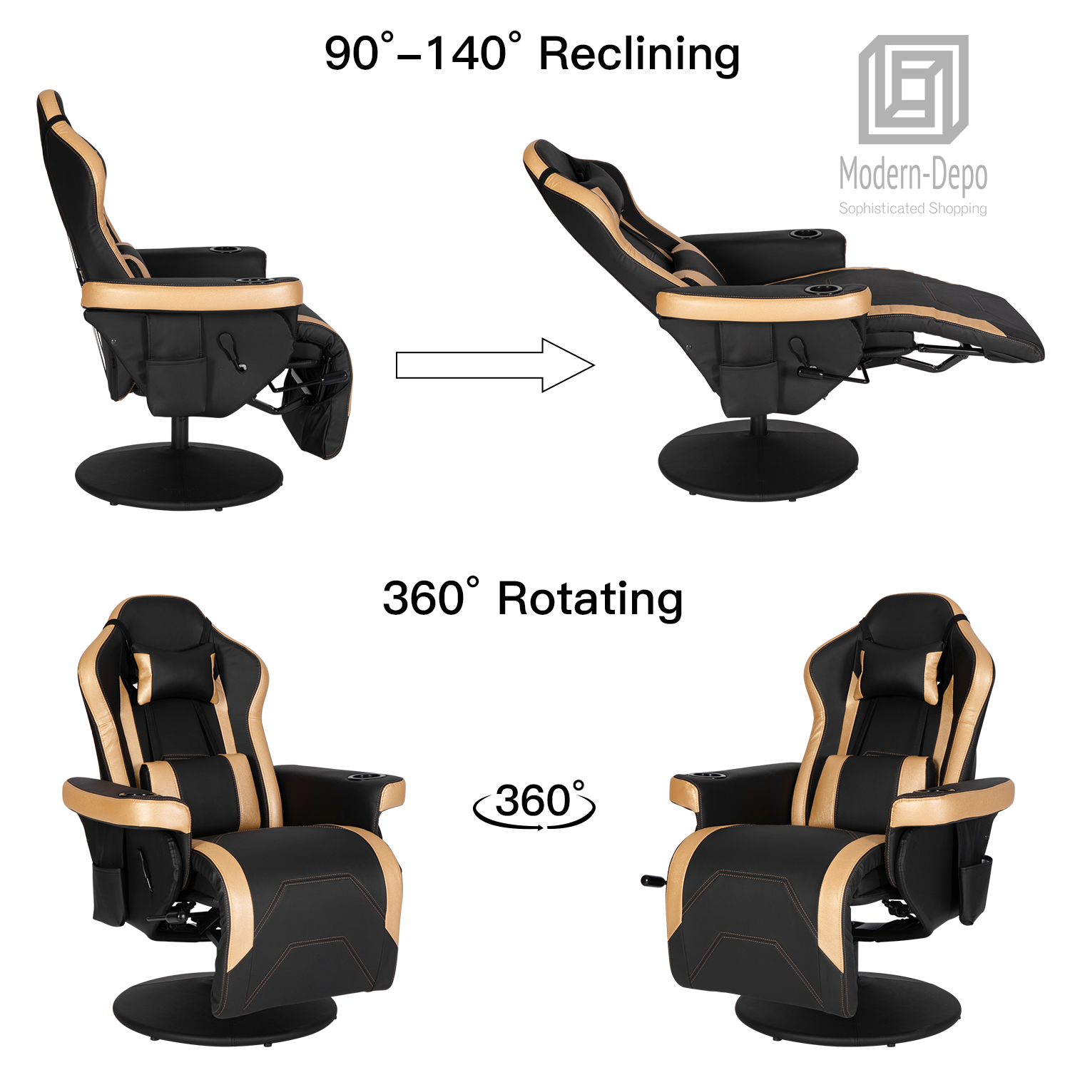Ergonomic Video Computer Office Gaming Chair Adjustable Footrest ...