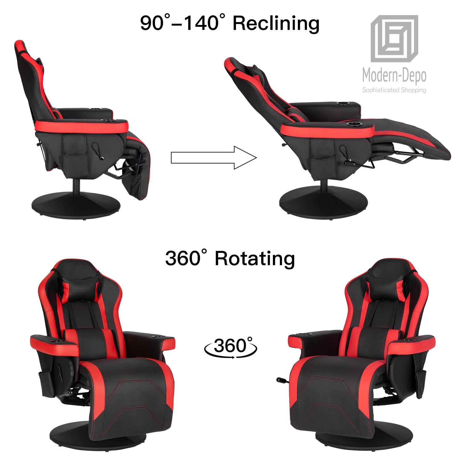 Ergonomic Video Computer Office Gaming Chair Adjustable Footrest ...