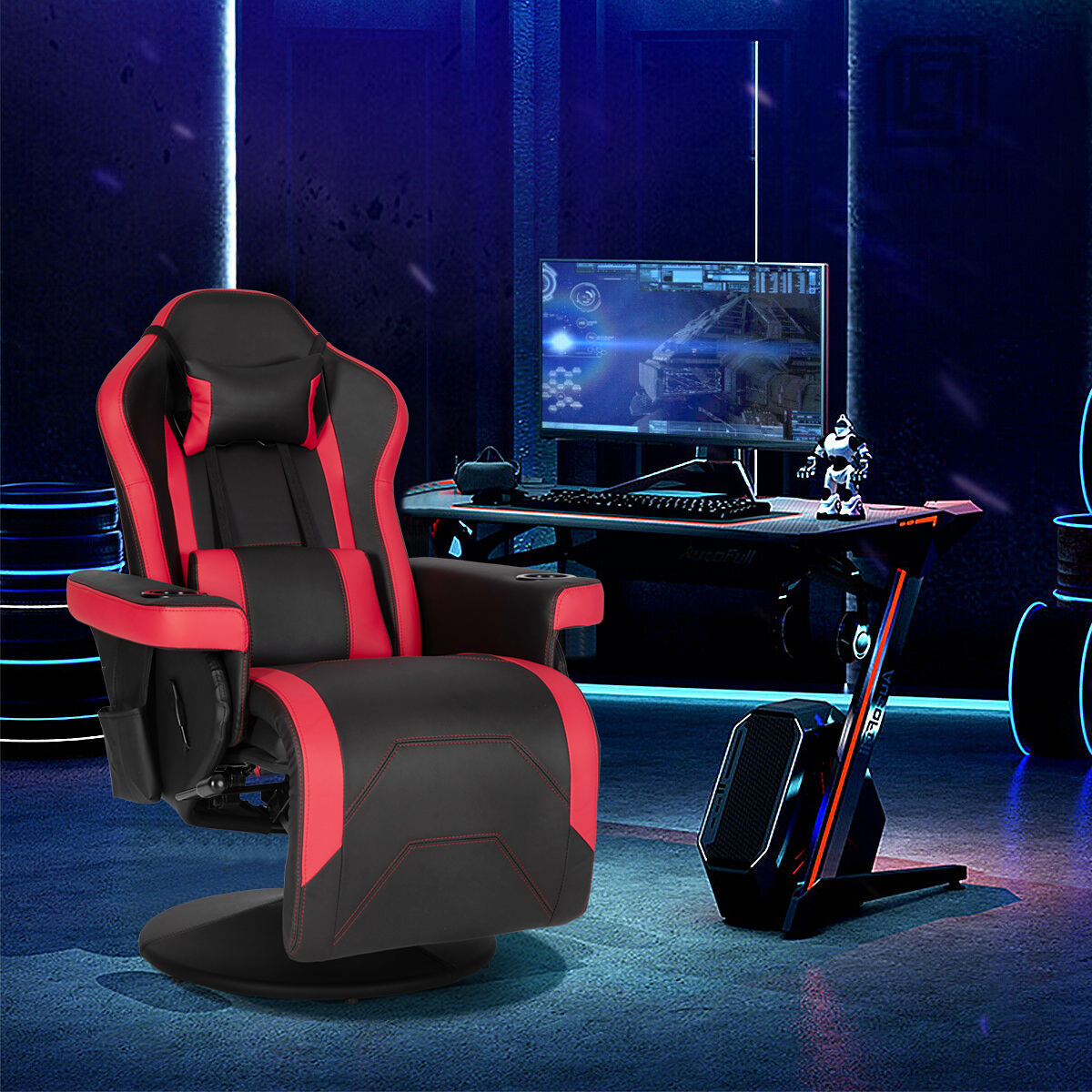 Ergonomic Video Computer Office Gaming Chair Adjustable Footrest ...