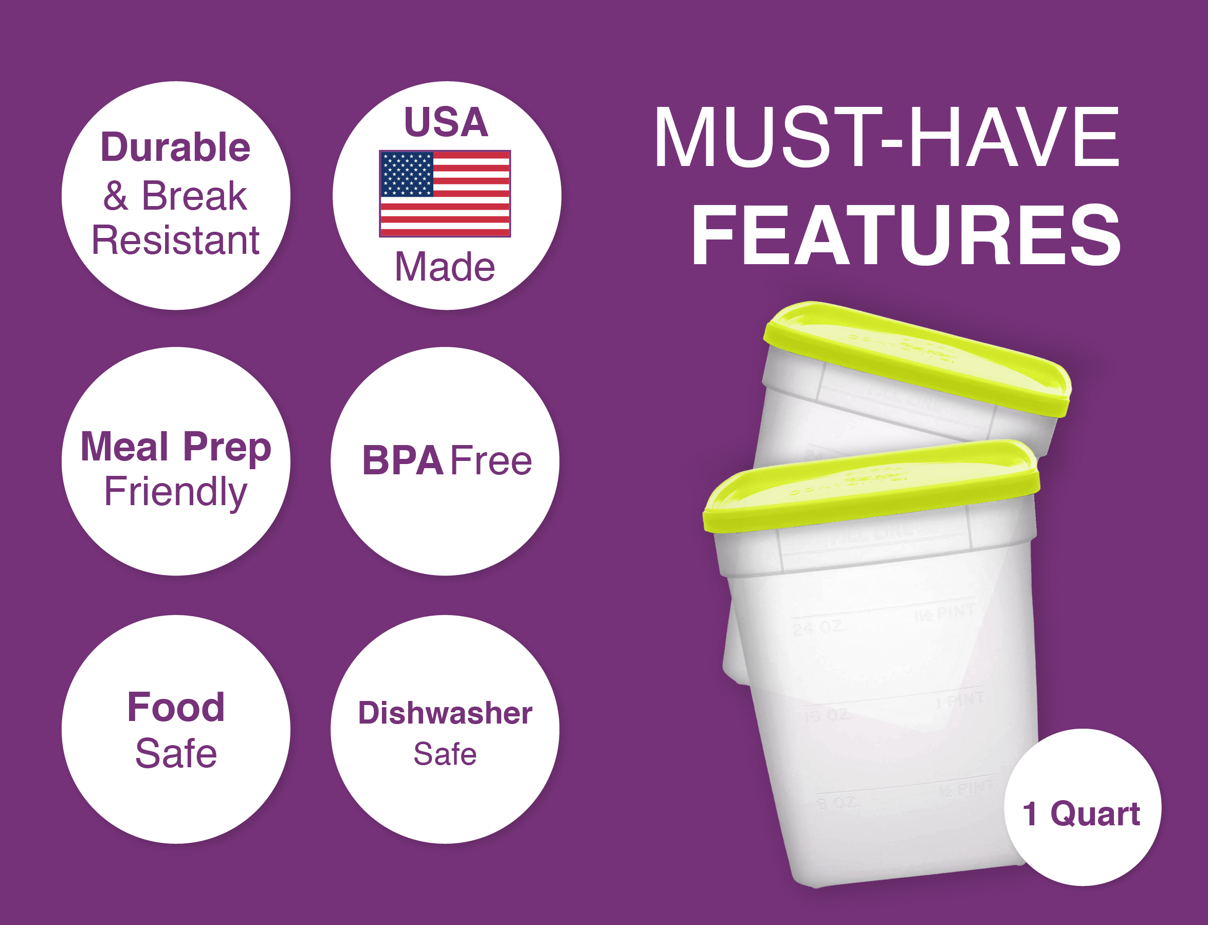 Arrow Plastic 1quart Freezer Containers 3pack Set of 2 Total 6 ...