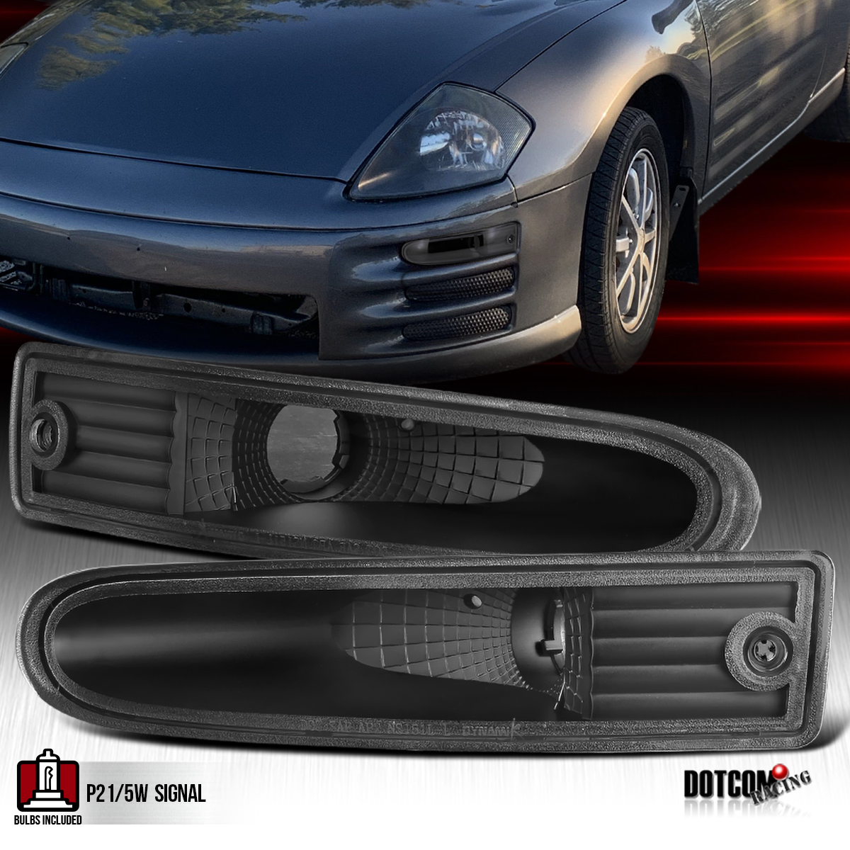 2000-2002 Mitsubishi Eclipse Black Front Bumper Lights Signal Lamps ...