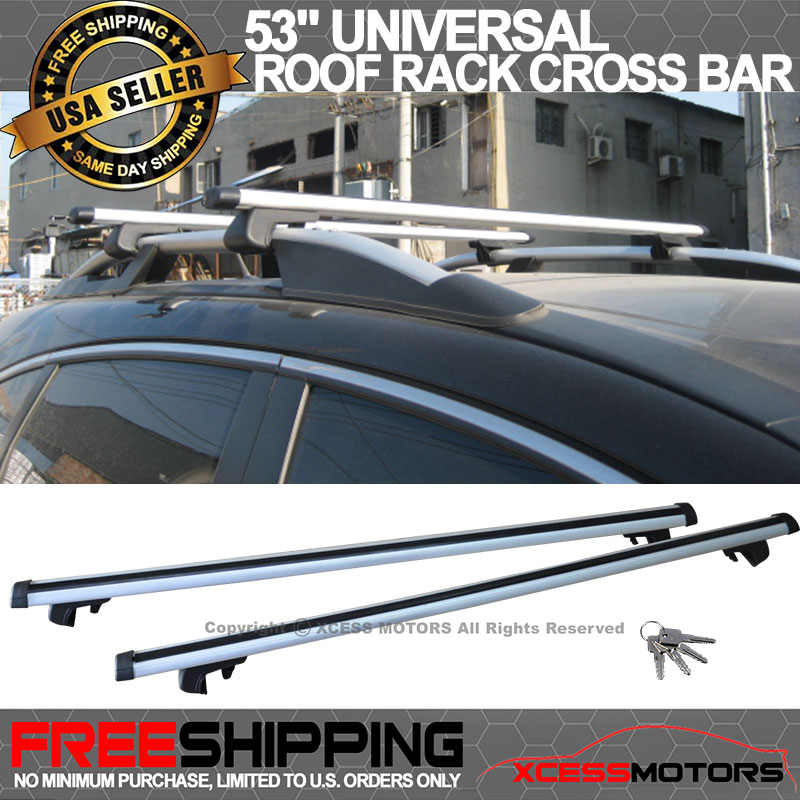 Fits 53in Aluminum Silver Roof Rack Cross Bar Adjustable Clamps | eBay