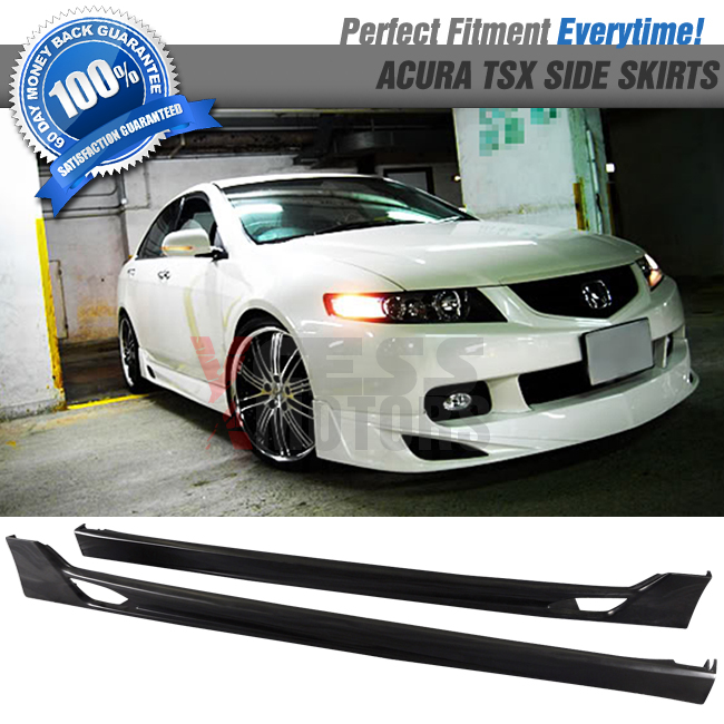 Fits 04-05 Acura TSX MG Style PU Front Bumper Lip Spoiler + Side Skirt ...