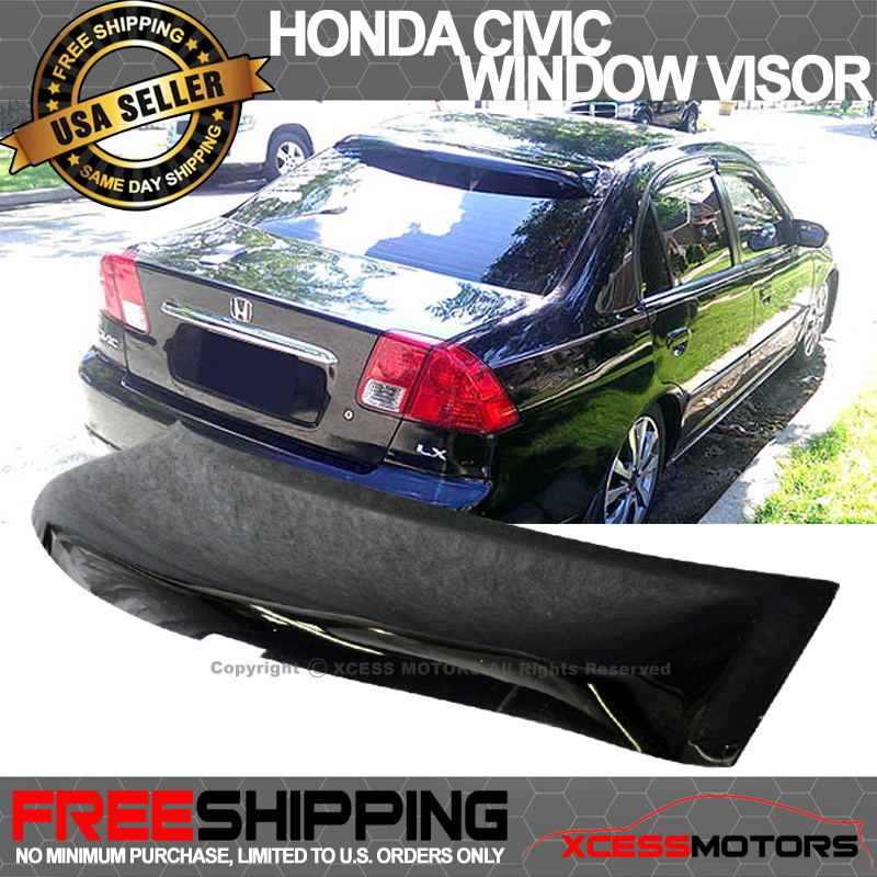 Fits 01-05 Honda Civic 4Dr Rear Roof Sun Window Visor Rain Guard Shadow ...