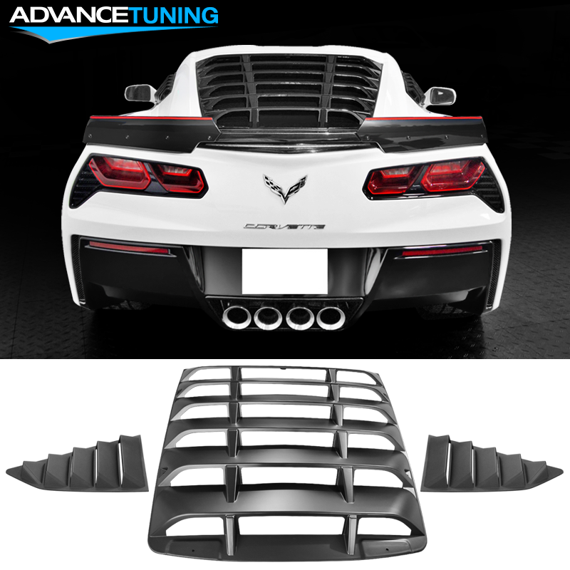 Fits 14-19 Chevy Corvette C7 Classic Side & Rear Window Louvers Matte ...