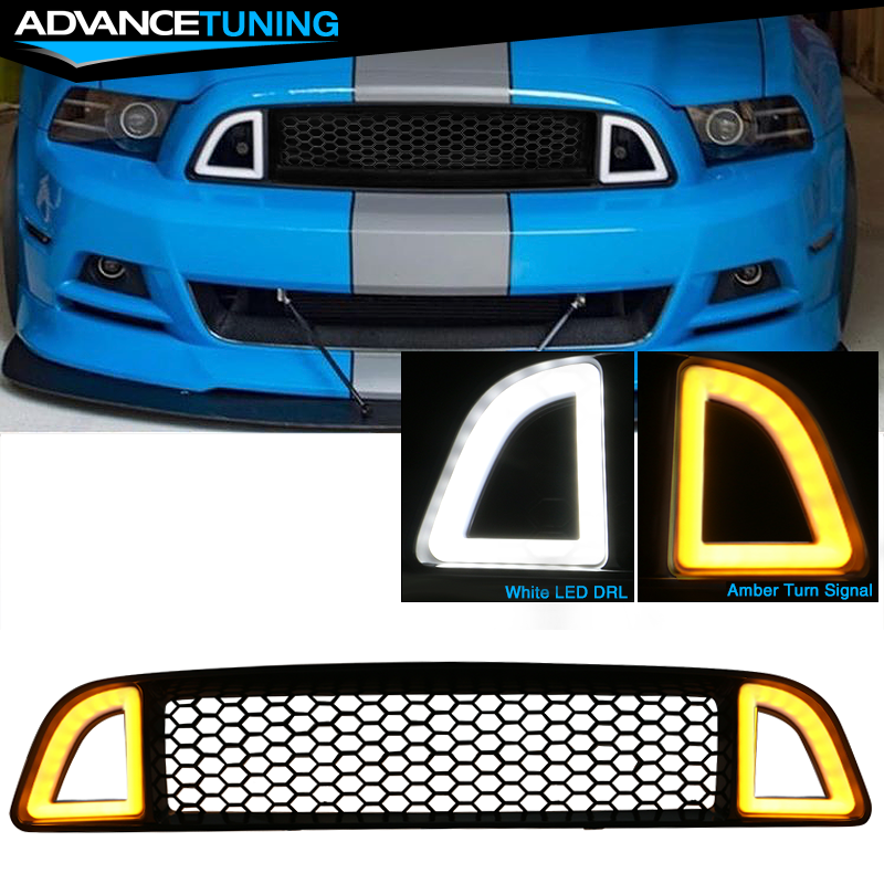 Fits 13-14 Ford Mustang Non-Shelby Front Upper LED Grille Unpainted ...