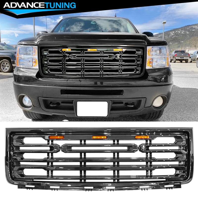 Fits 07-13 GMC Sierra 1500 Front Bumper Grille Gloss Black | eBay