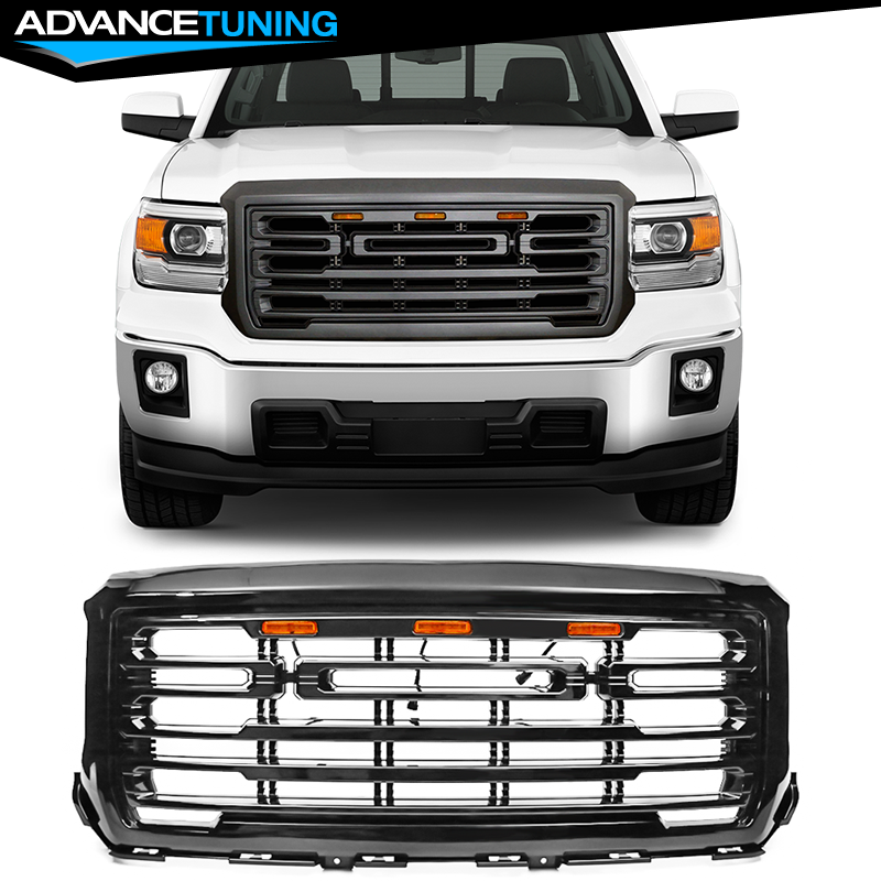 Fits 14-15 GMC Sierra 1500 Front Bumper Grille Gloss Black | eBay