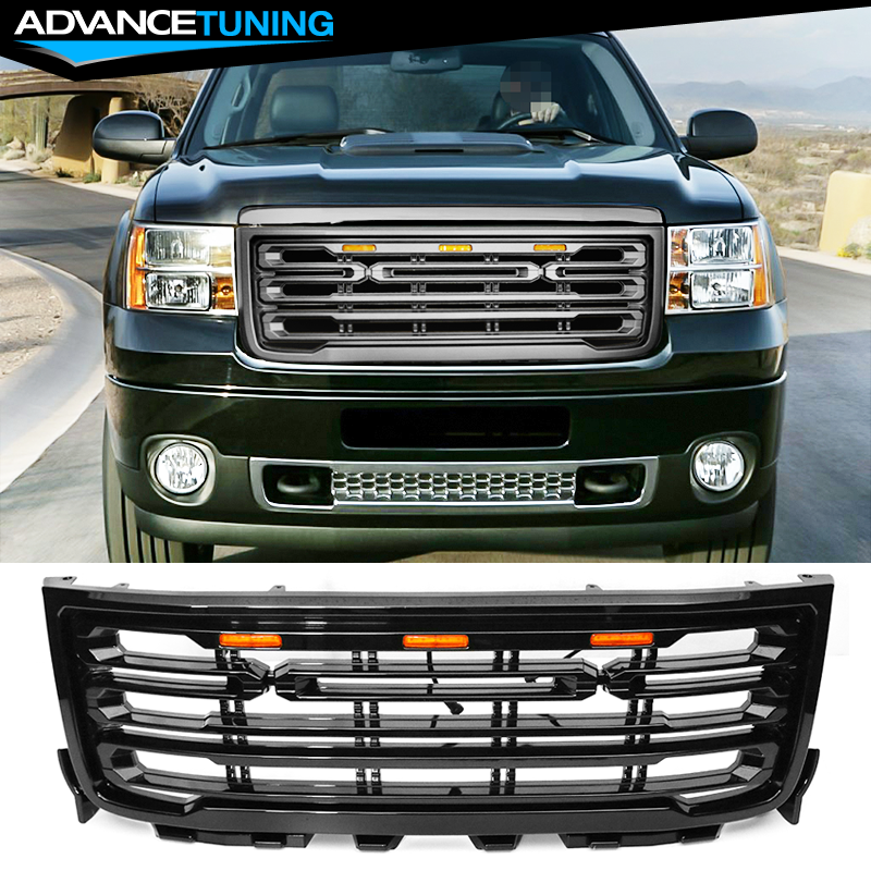 Fits 11-14 GMC Sierra 2500 3500 Front Bumper Grille Gloss Black | eBay