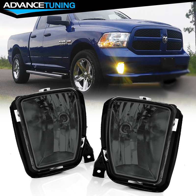 Fits13-18 Ram 1500 OE Smoke Lens Front Fog Lights & 9006 Bulbs Pair ...