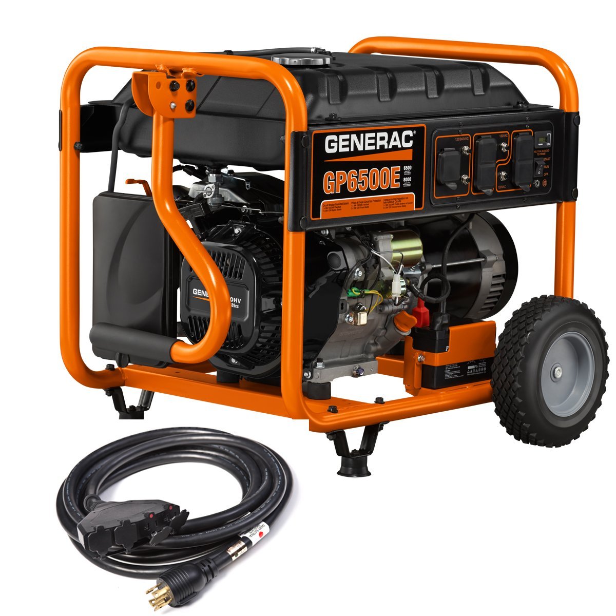 Generac 6515 GP6500E 6500 Watt Electric Start Gas Powered Portable ...