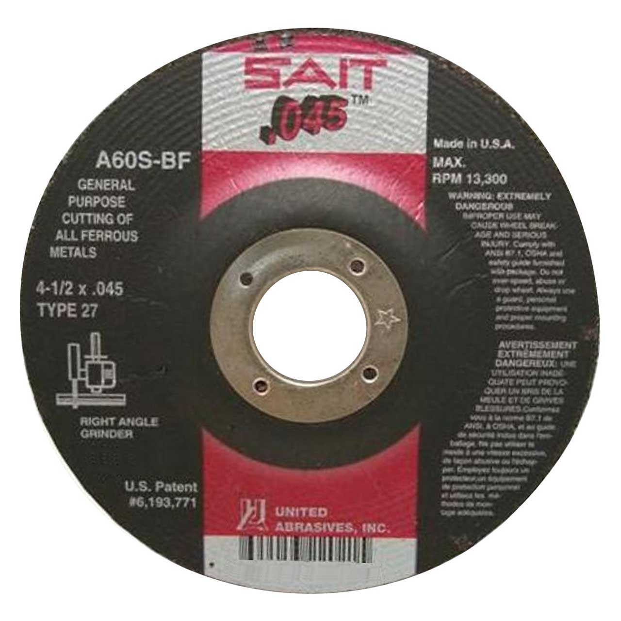 SAIT 22047 A60S 6 x .045 x 7/8 High Speed Cut-off Wheels | PKG=50