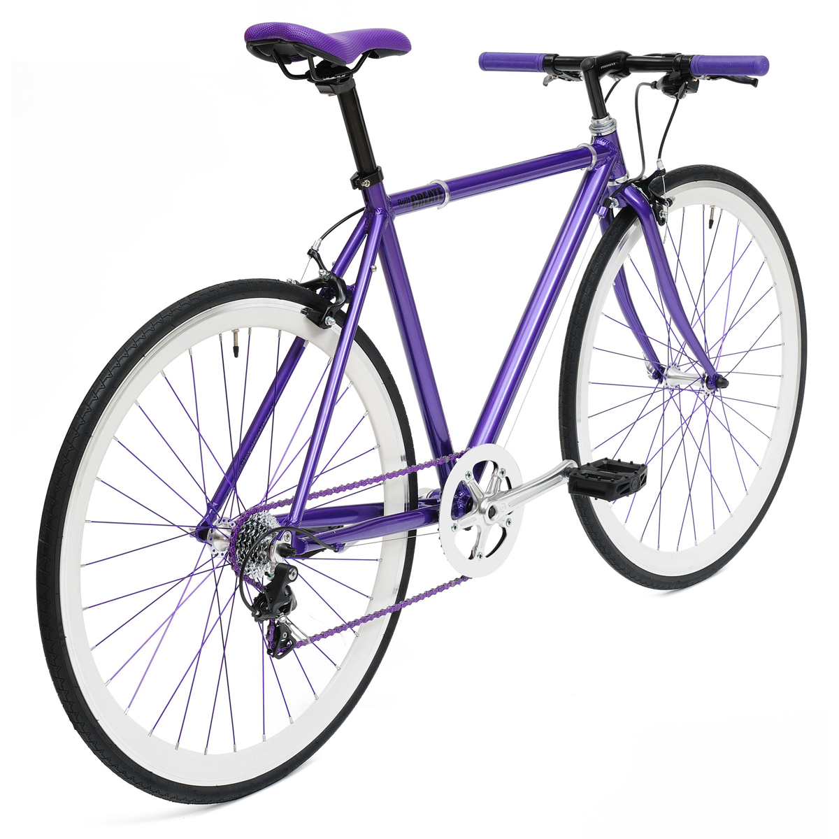 8 Speed Bicycle Road Bike Gear PURPLE CREATE Fixie Light Aluminum Frame ...