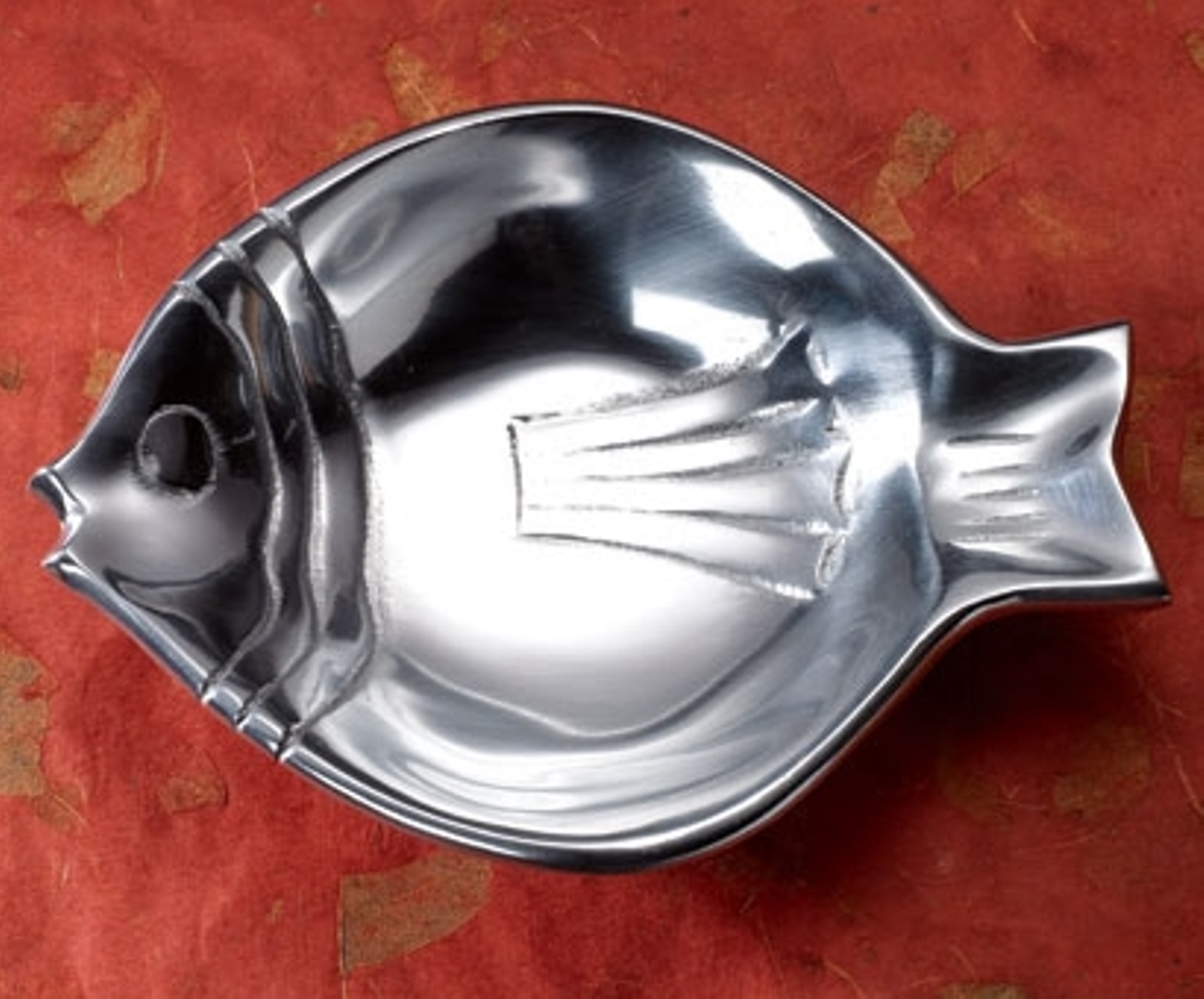Tropical Fish Shaped Serving Bowl Aluminum 8 Inches - Mary B Decorative Art