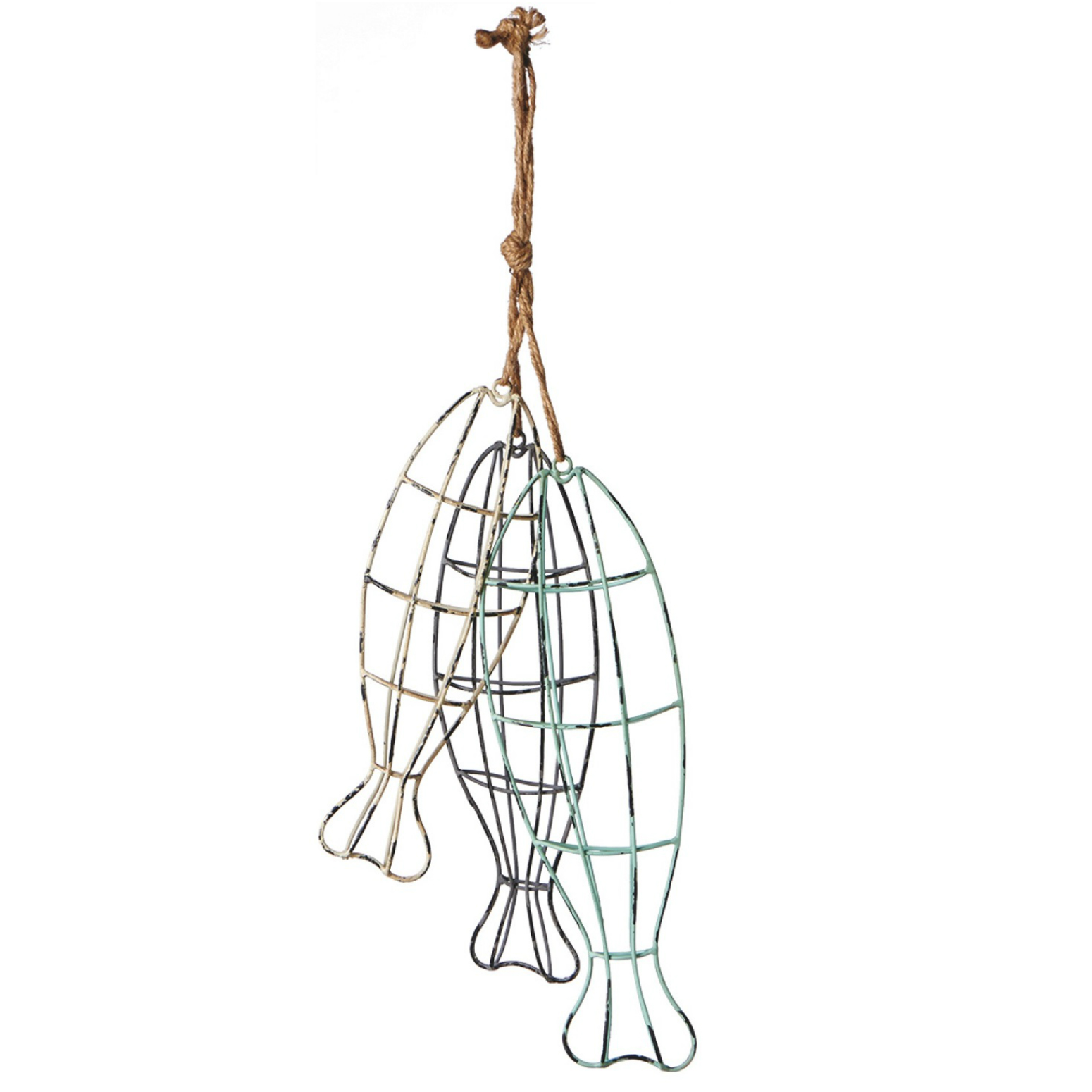 Hanging Fish Shaped Metal and Jute Coastal Wall Decor - Mary B ...
