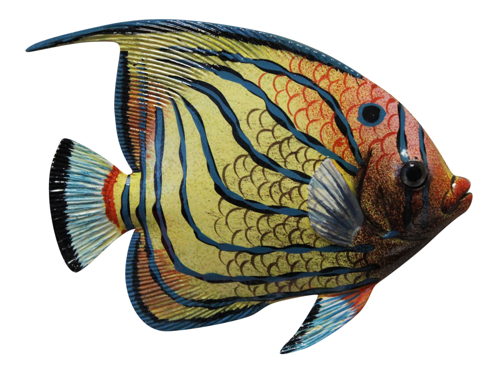Big 12 Inch Tropical Fish Tiki Sea Life Bath Wall Decor Blue Stripes ...