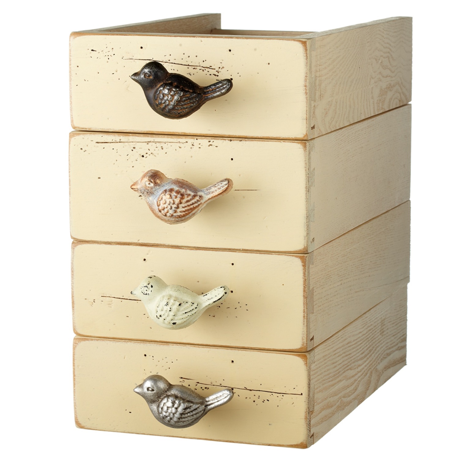 Birds Drawer Pulls Cabinet Knobs Set of 4 Painted and Distressed Cast ...