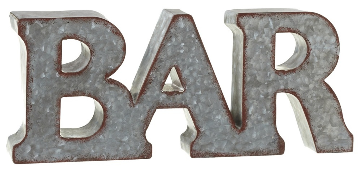 Galvanized Bar Letters Wall Plaque 14.25 Inches Distressed Finish ...