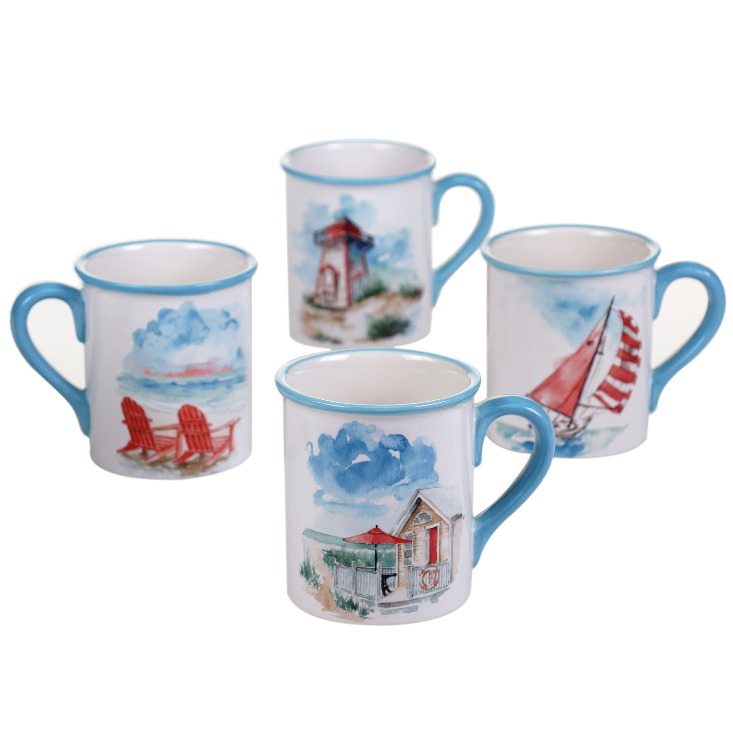In The Moment Coastal Scenes Mugs Set of 4 Ceramic 18 Ounces - Mary B ...