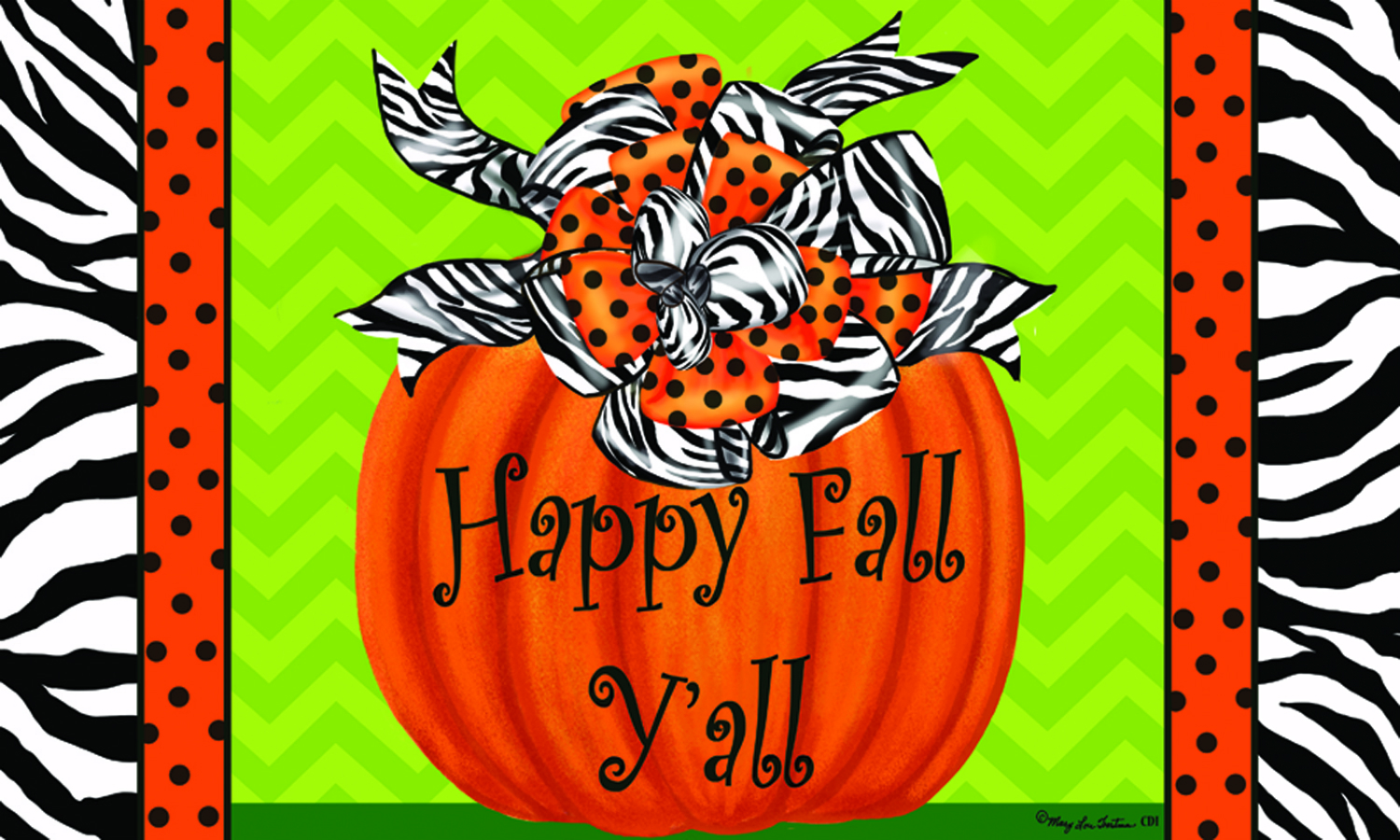 Whimsical Zebra Design Pumpkin Happy Fall Y'all 18 X 30 Inch Floor Mat ...