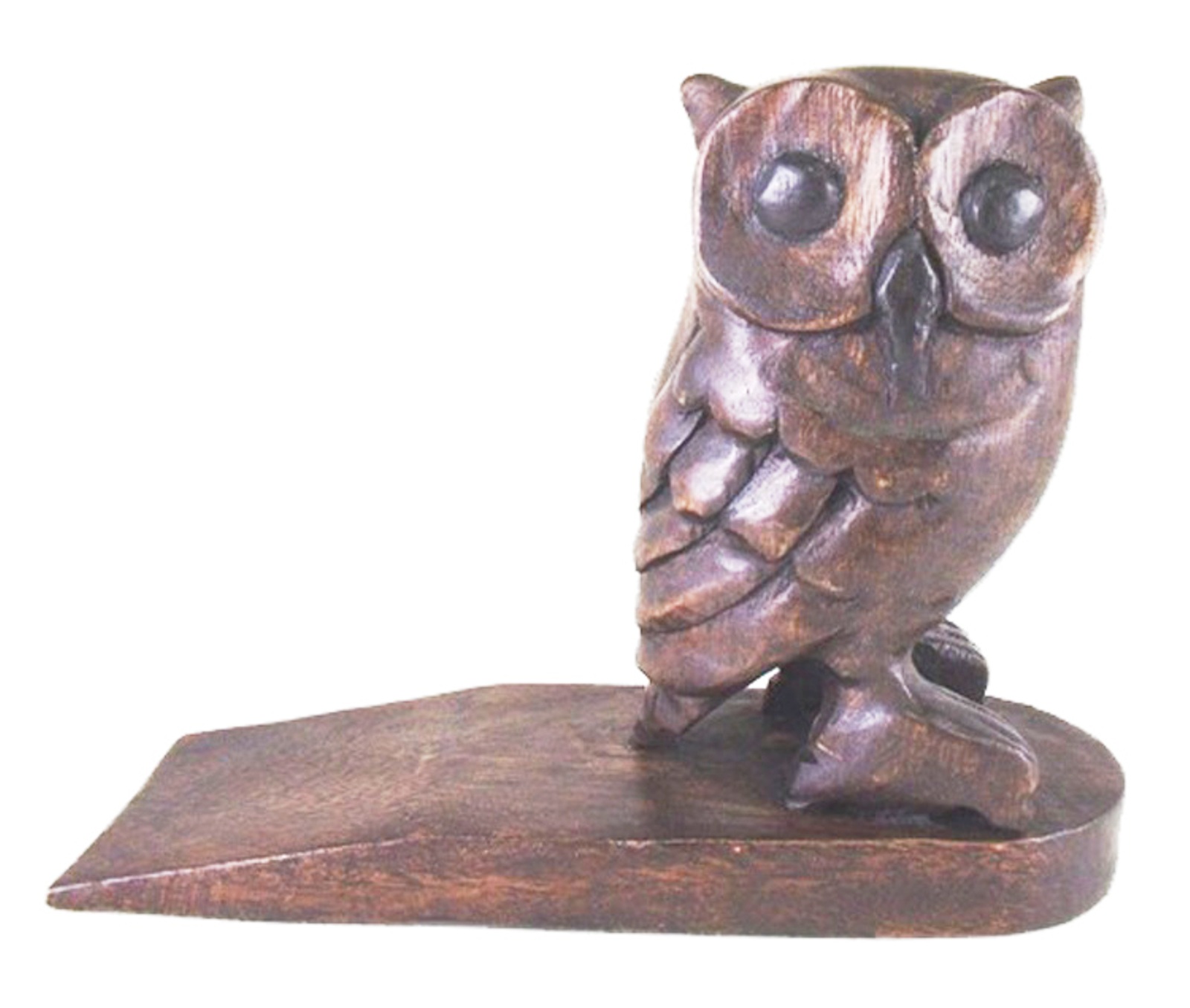 Hand Carved Wise Owl Wooden Door Stop Stained Wood Finish - Mary B ...